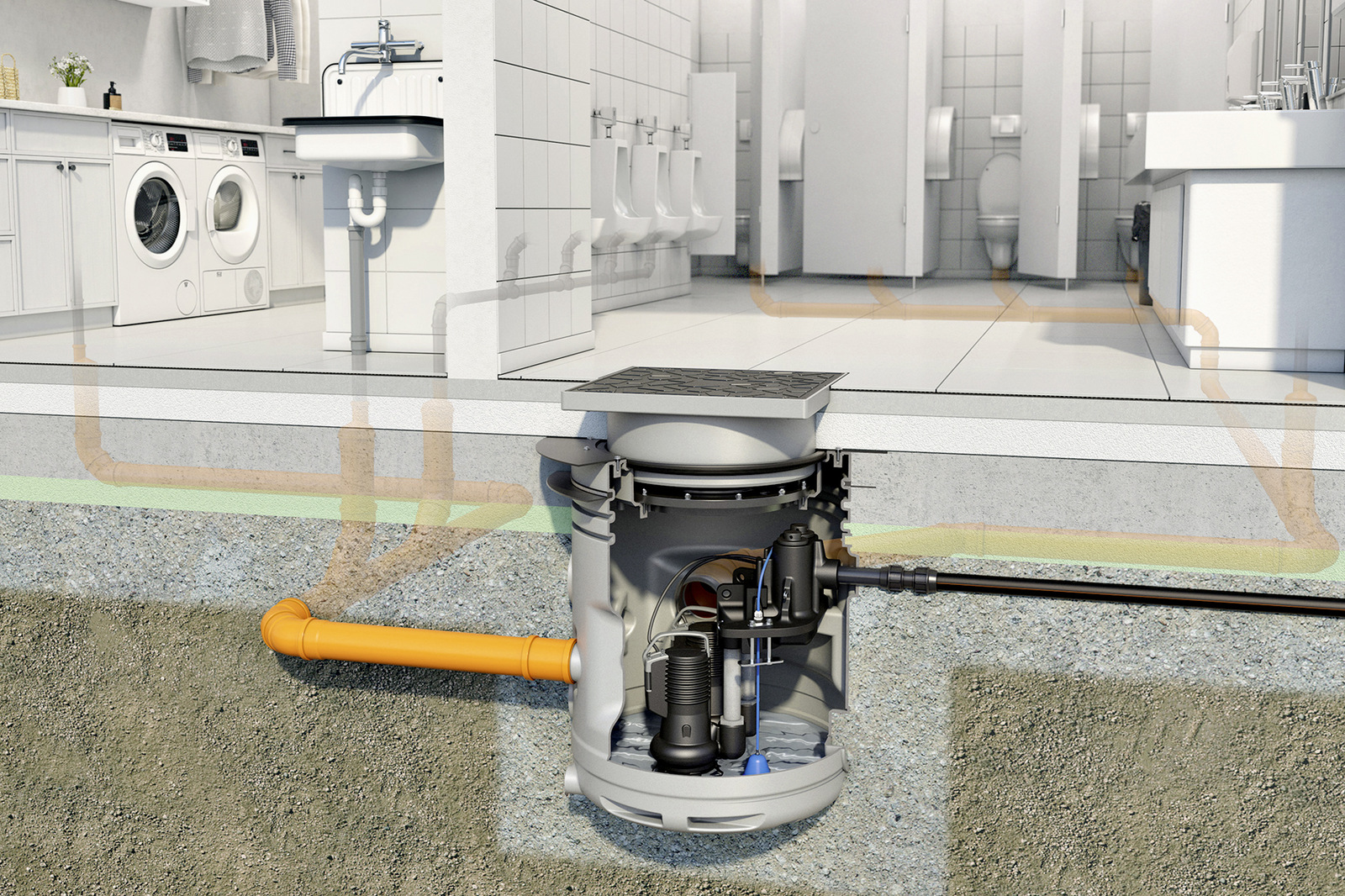 ACO Haustechnik - Modular aufgebaute Abwasserhebeanlage