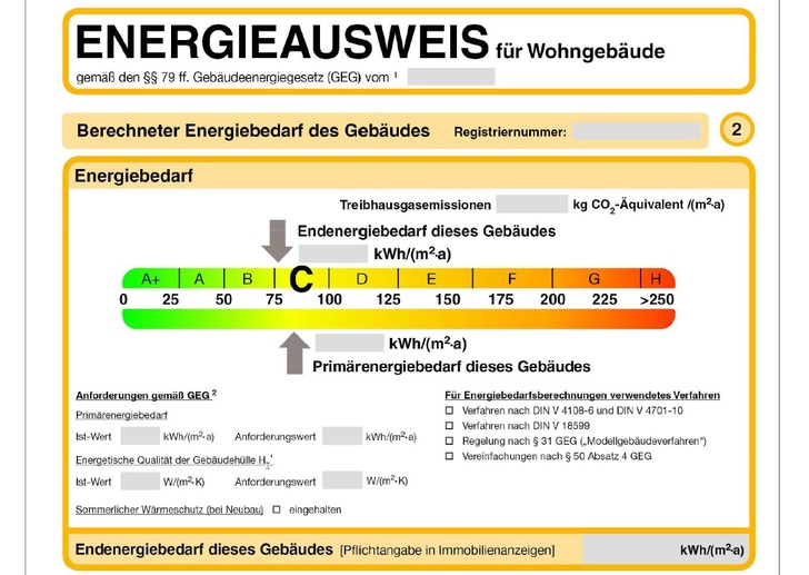 Gebäudeenergiegesetz - Energieausweis-Muster bekannt gemacht